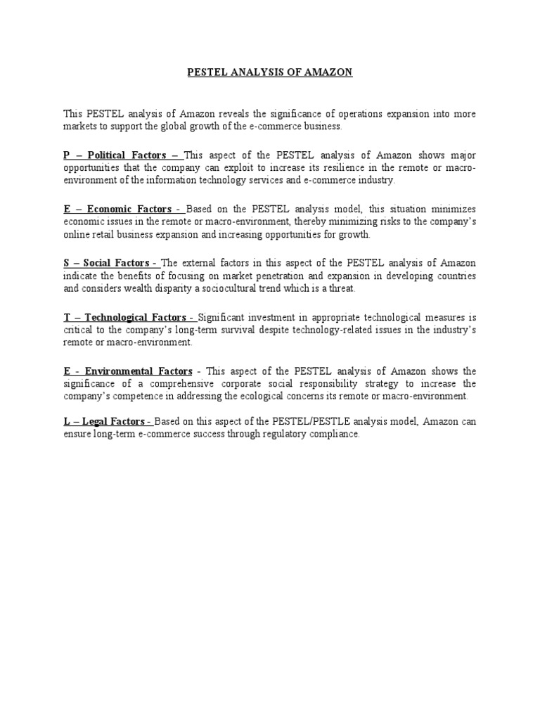 Pestel Analysis Amazon | PDF