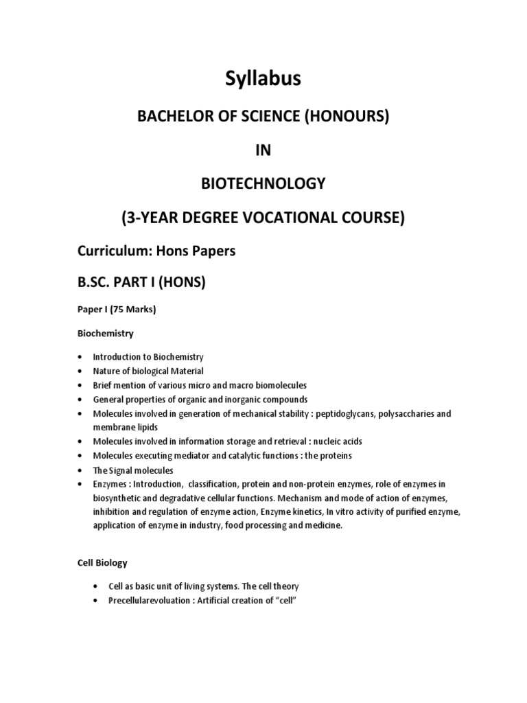 Bio Technology Syllabus | PDF | Molecular Cloning | Cell (Biology)