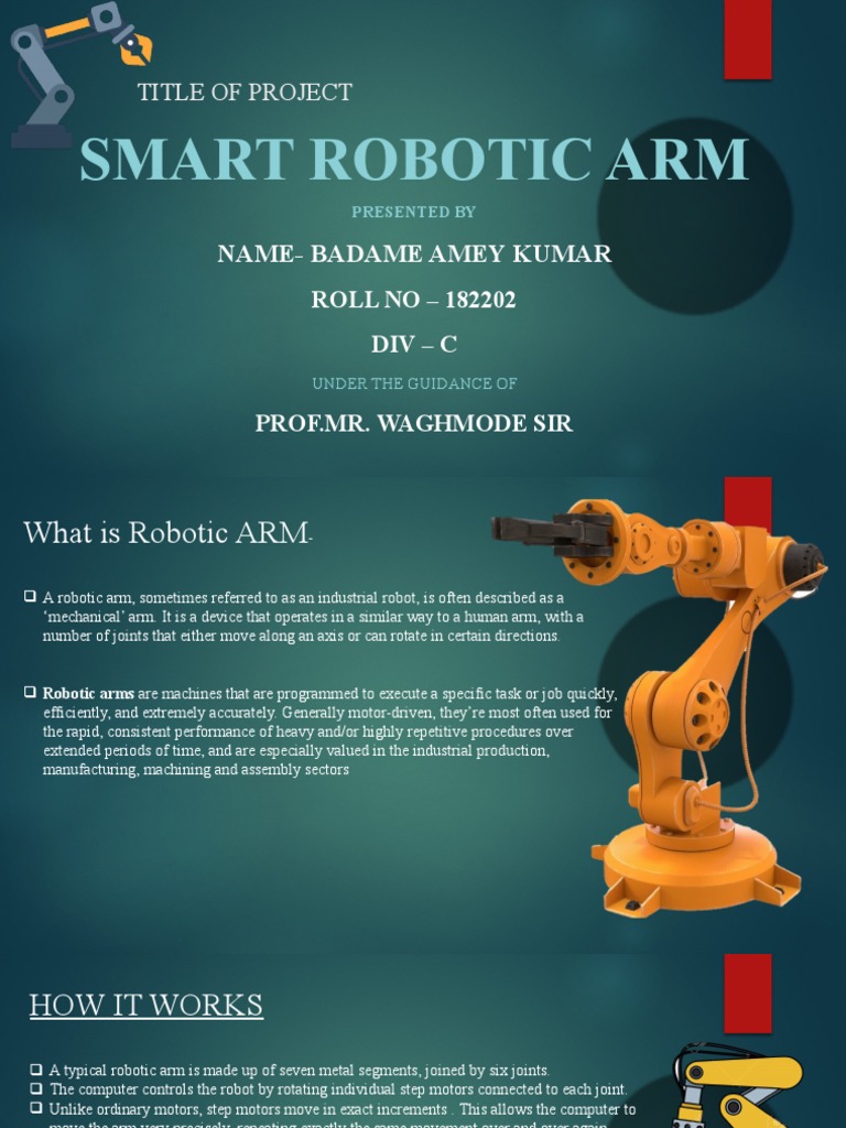 Presentation Pick and Place Robo Arm 3d Printed | PDF | Robotics | Robot