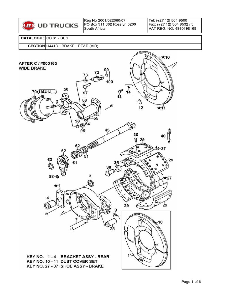 U441d - Brake - Rear (Air) | Download Free PDF | Screw | Tools