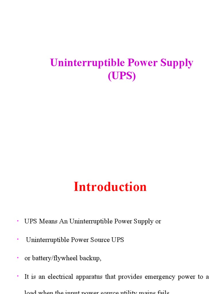 Uninterruptible Power Supply (UPS) | PDF