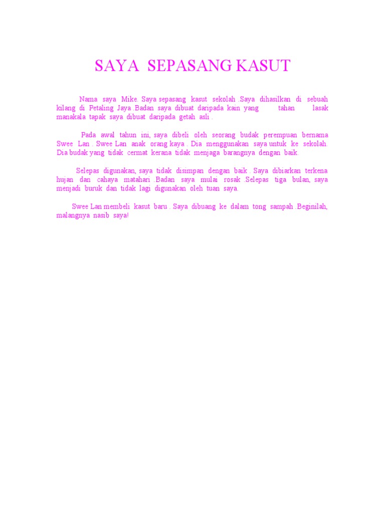 Saya Sepasang Kasut Pdf