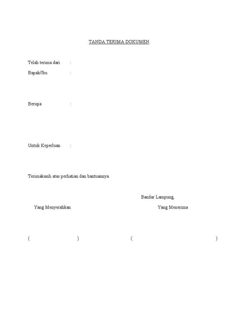 Contoh Surat Tanda Terima | PDF