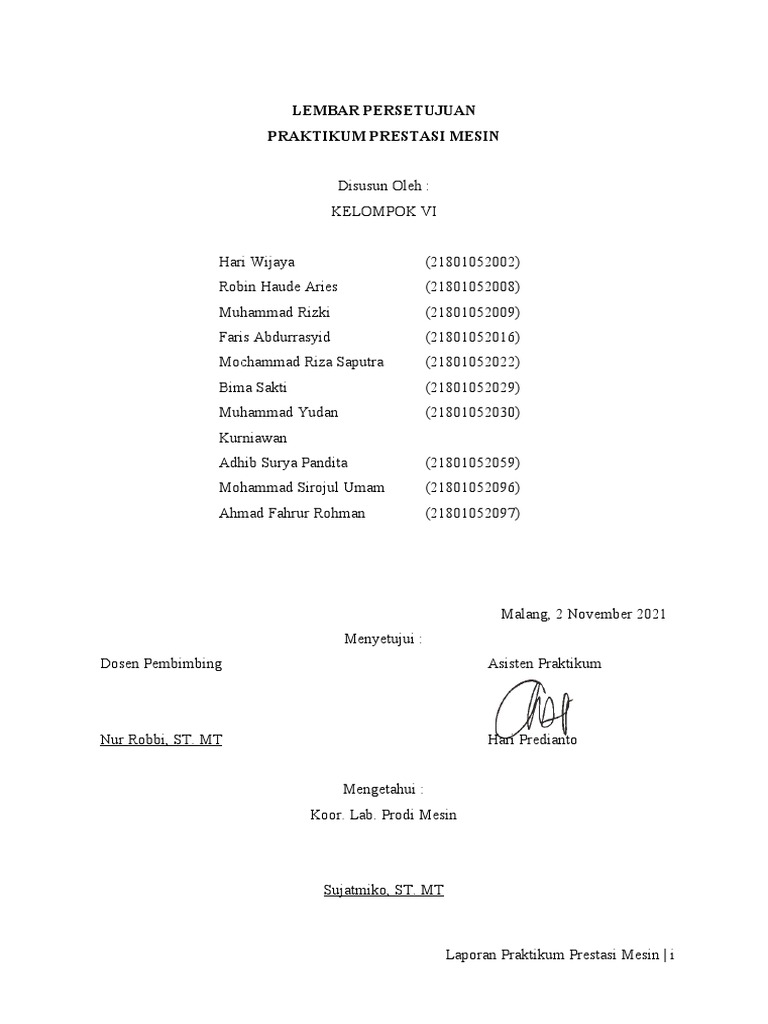 Laporan Praktikum Mesin UNISMA | PDF | Bisnis | Teknologi & Rekayasa