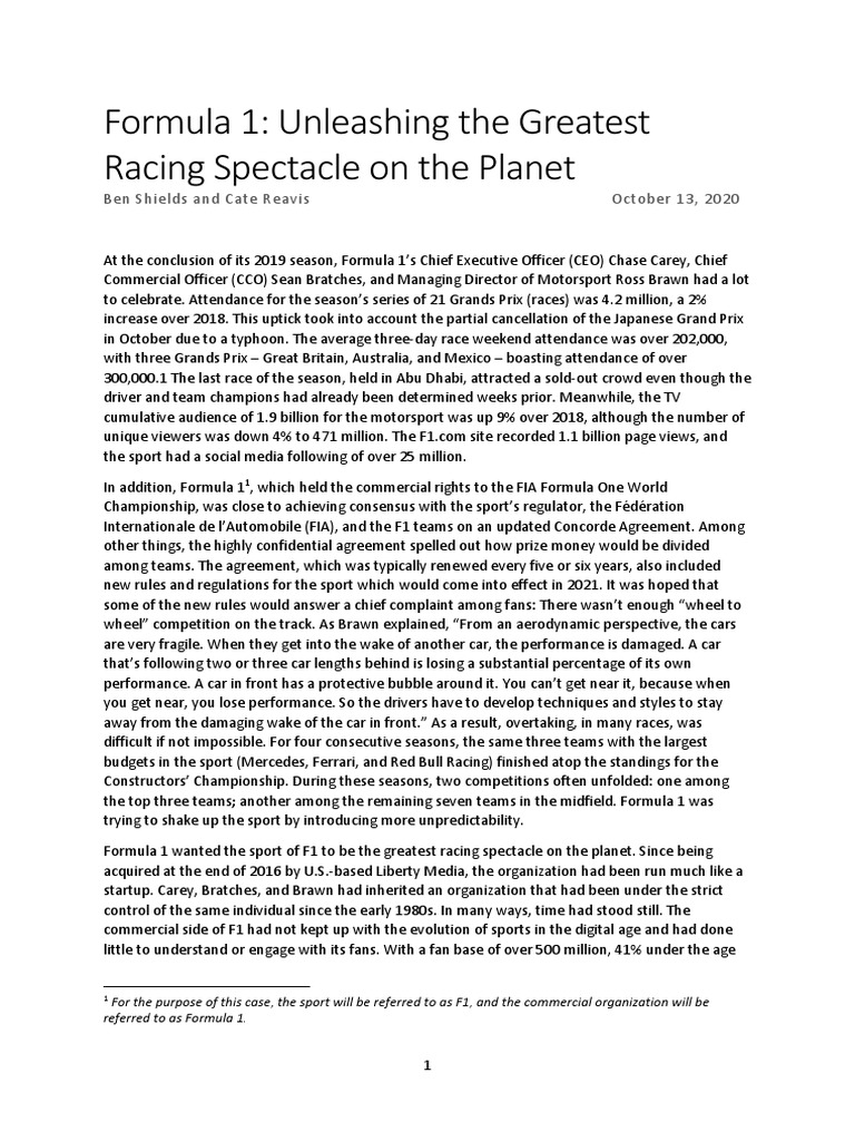 Formula 1 - Unleashing The Greatest Racing Spectacle On The Planet ...