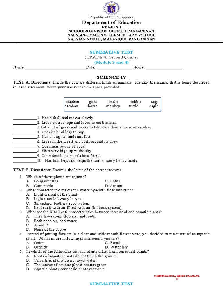 Department of Education: Science Iv | PDF | Flowers | Organisms