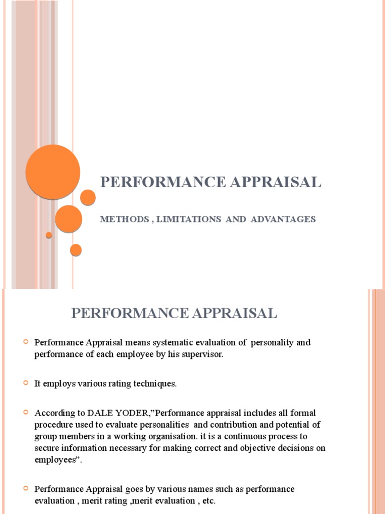 Performance Appraisal: Methods, Limitations and Advantages | PDF | Performance Appraisal | Goal ...