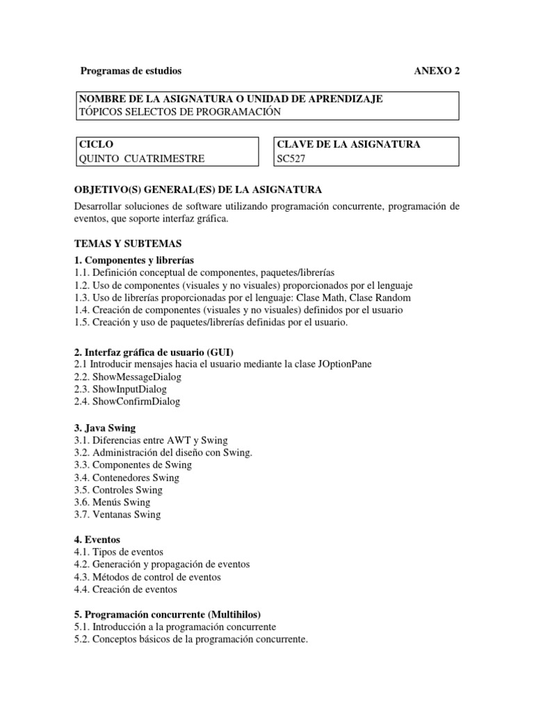 SC527 - Tópicos Selectos de Programación | PDF | Hilo (Computación) | Ingeniería de Sistemas