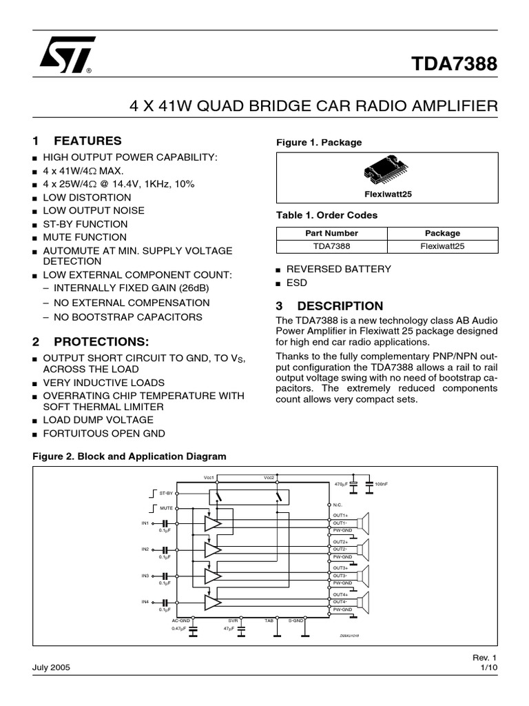 4 X 41W Quad Bridge Car Radio Amplifier: 1 Features | PDF | Amplifier ...