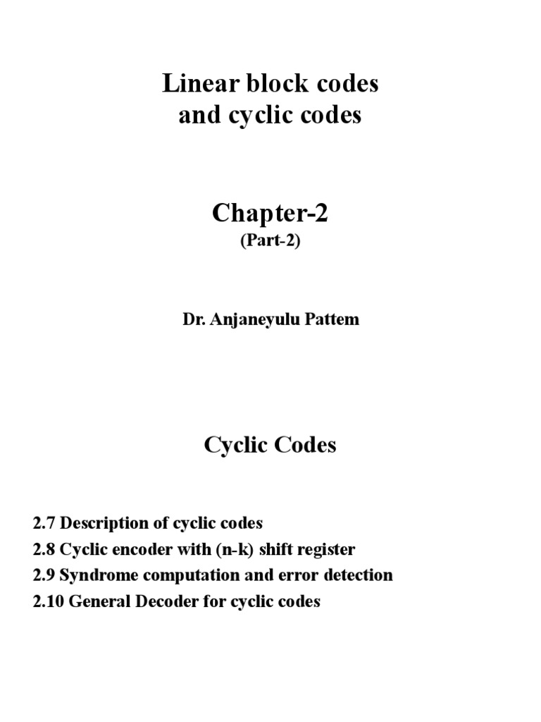 Linear Block Codes And Cyclic Codes Part 2 Pdf Algebra Discrete Mathematics