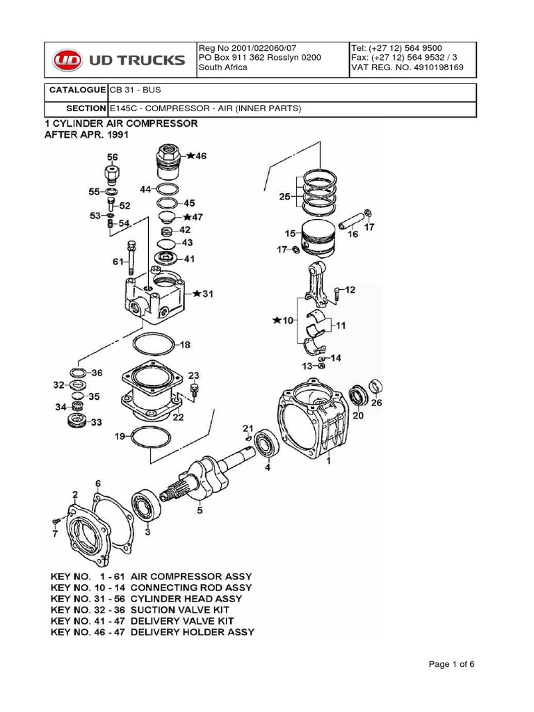 E145c - Compressor - Air (Inner Parts) | PDF | Valve | Screw