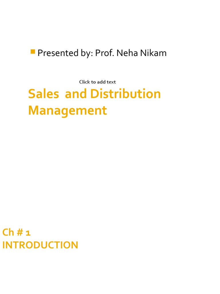 Sales and Distribution Management Guide | PDF | Sales | Retail