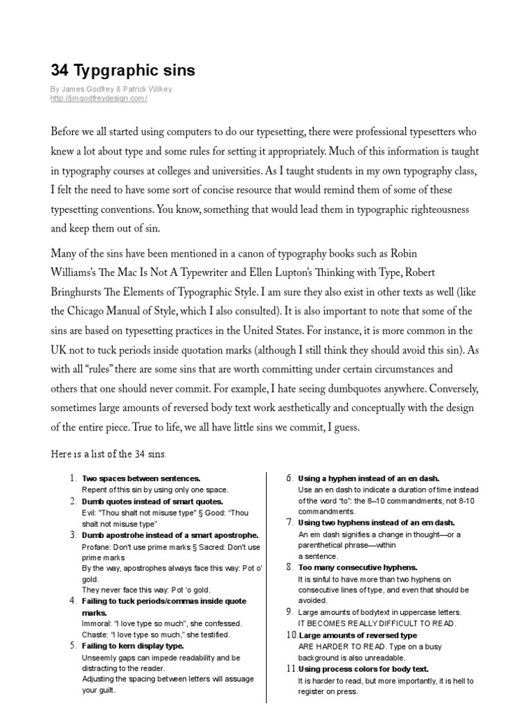 Typographic Sins | PDF | Typography | Paragraph