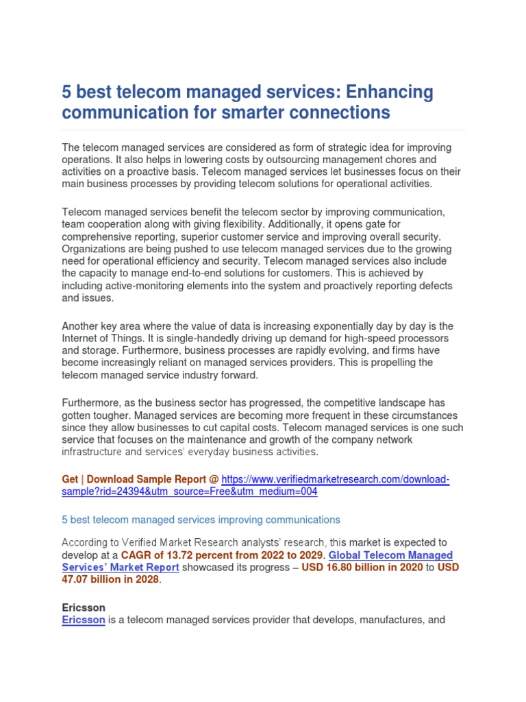 Telecom Managed Services Insights | PDF | Ericsson | Telecommunications