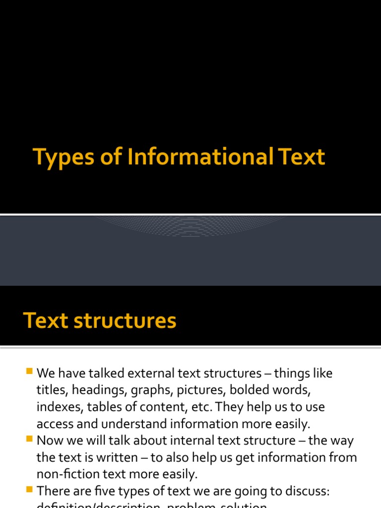 Types of Informational Text | PDF | Idea | Reason
