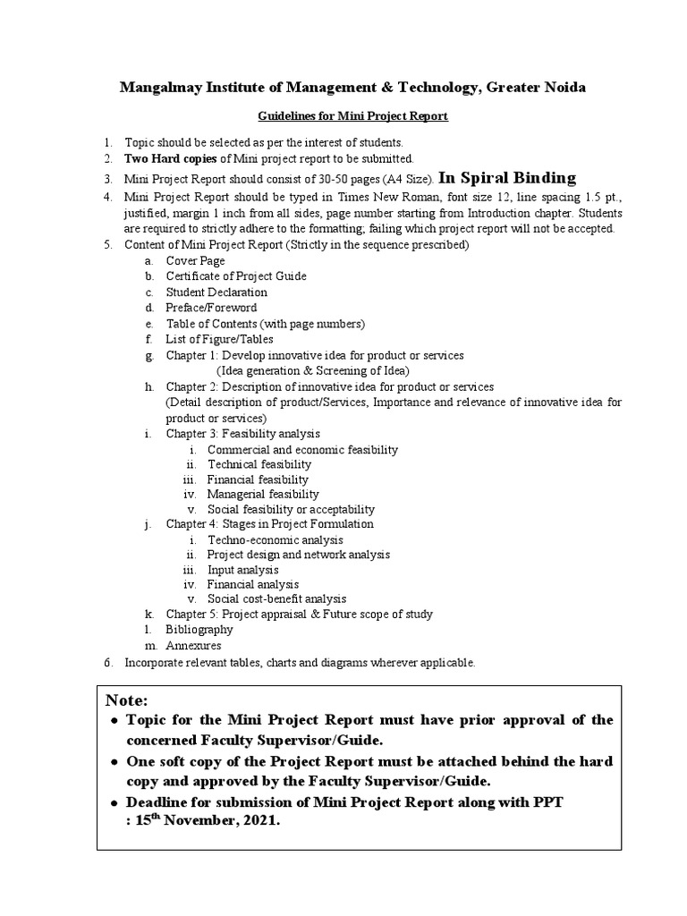 Guidelines For Mini Project-AKTU | PDF | Master Of Business Administration