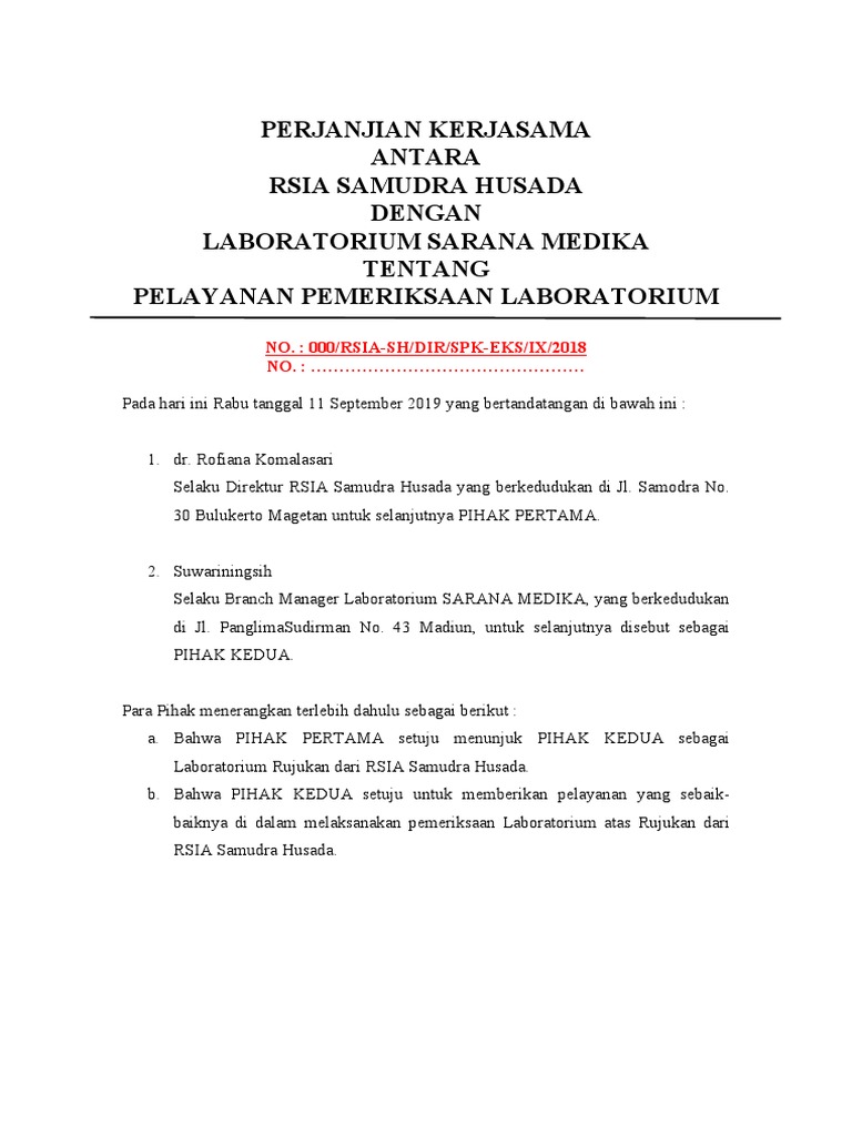 Perjanjian Kerjasama Mou Lab - Sarana 1 | PDF | Teknologi & Rekayasa