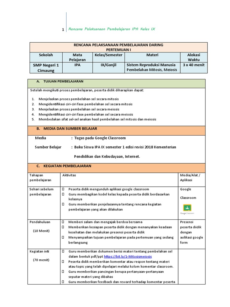 Contoh RPP Daring Pembatik 3 | PDF