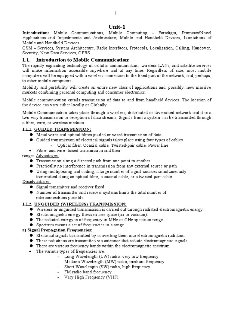 MC Notes Unit-1 | Descargar gratis PDF | General Packet Radio Service ...
