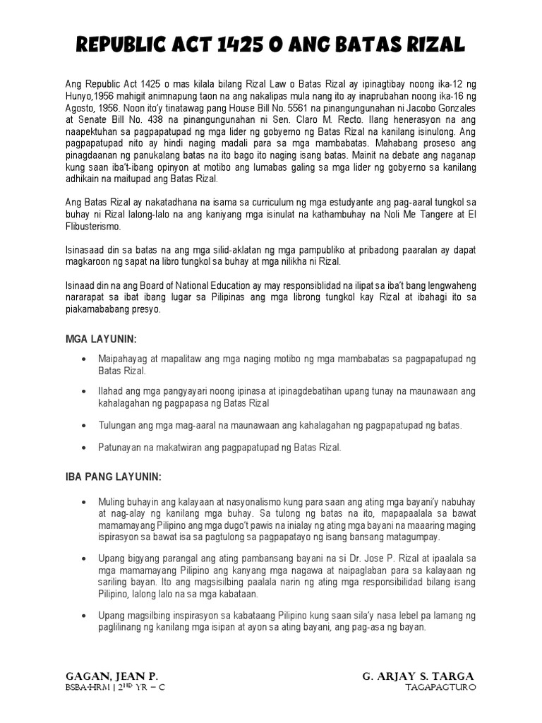 Batas Rizal | PDF