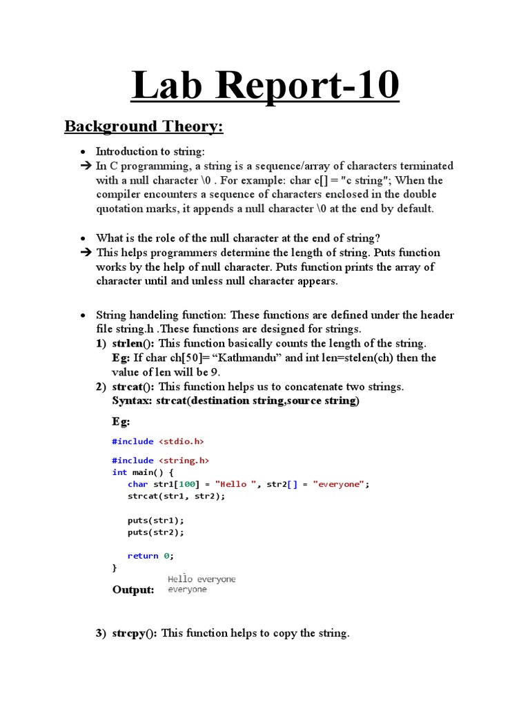 Lab Report 10 Background Theory and Conclusion | PDF | String (Computer ...