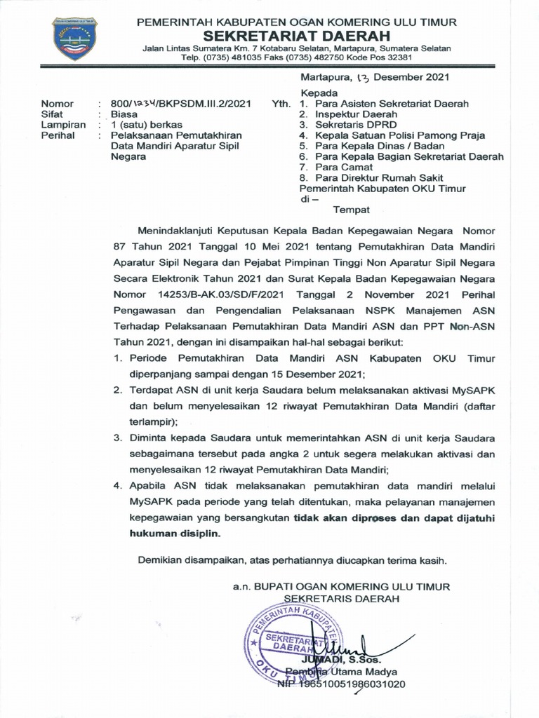 Surat PDM 20211213 | PDF