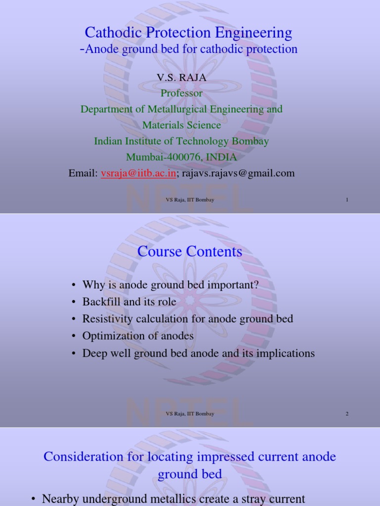 Lecture 7 Cathodic Protection Engineering - Anode Ground Bed For ...
