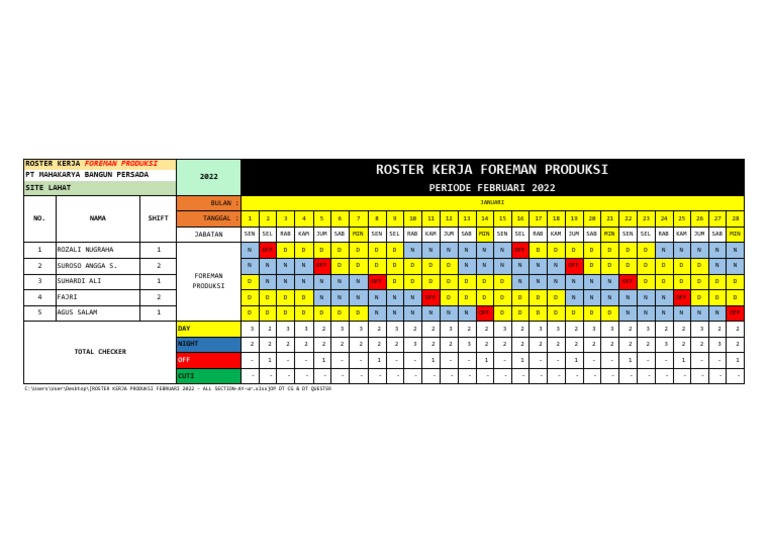 F. Roster Kerja Tim Produksi | PDF