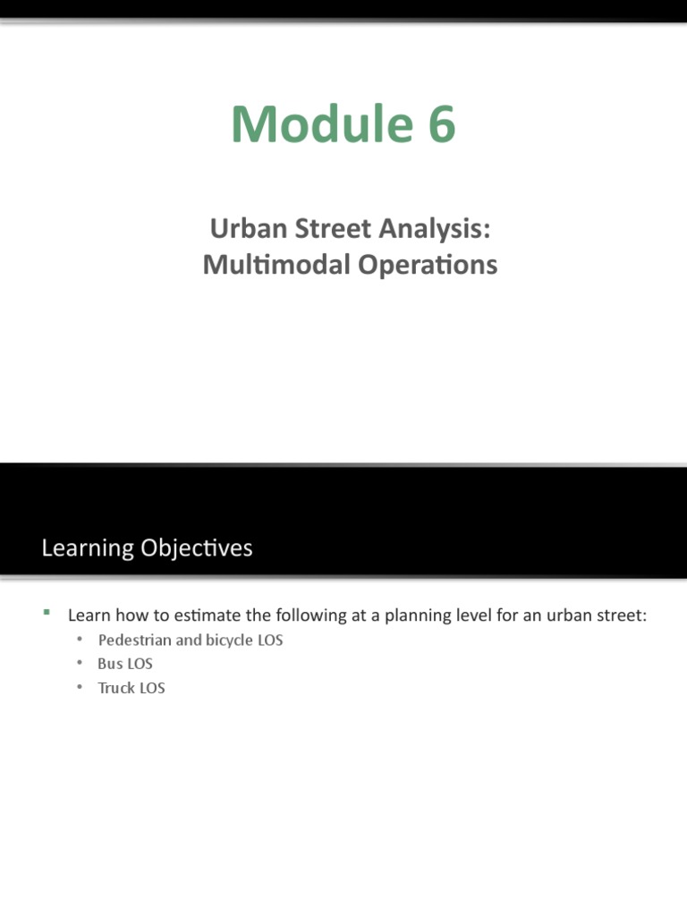 Urban Street Analysis: Multimodal Operations | PDF | Traffic | Lane