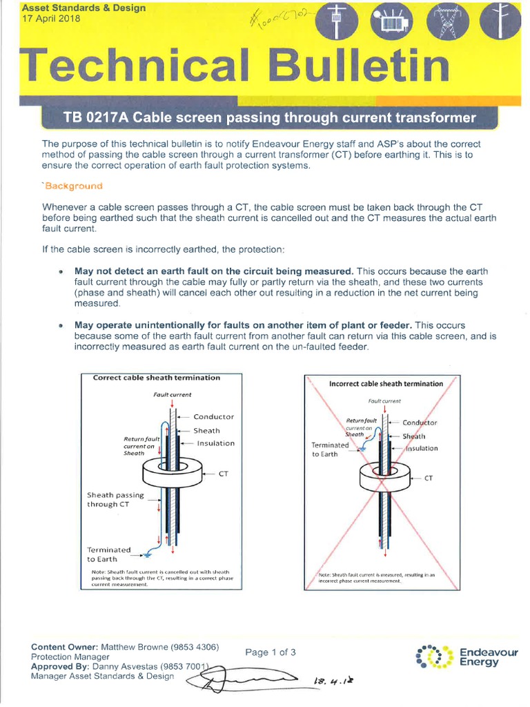 TB 0217A Cable Screen Passing Through Current Transformer | PDF