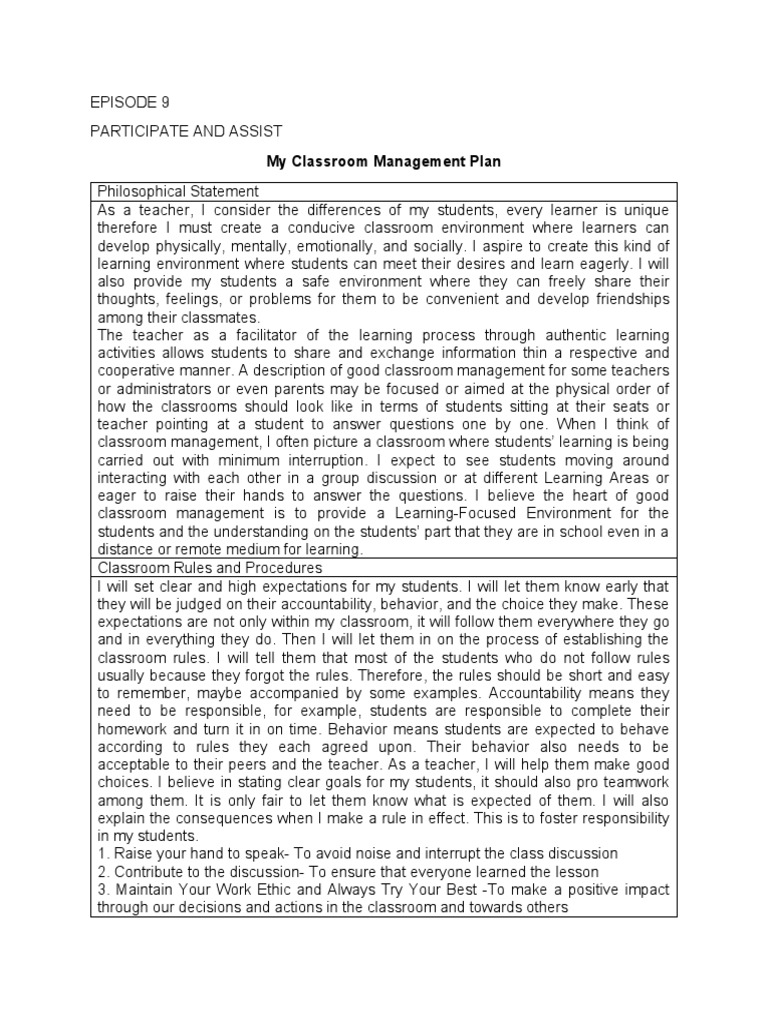 FS2 Episode 9 | PDF | Classroom Management | Classroom