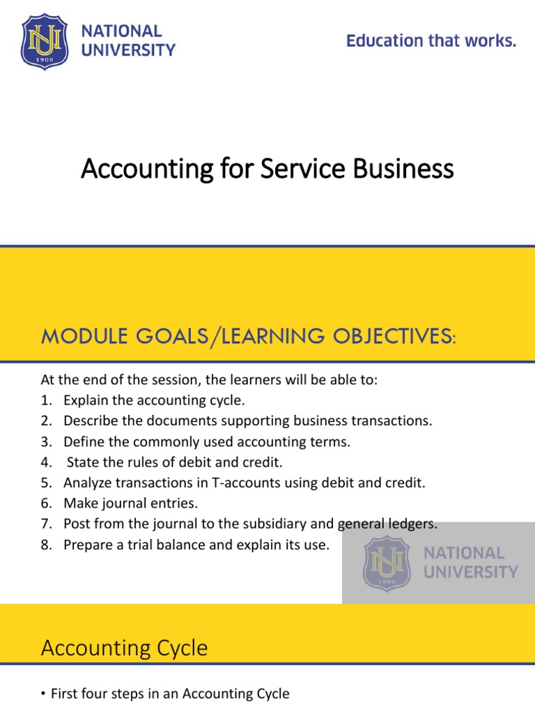 Accounting for Service Businesses: The Complete Cycle | PDF | Debits ...