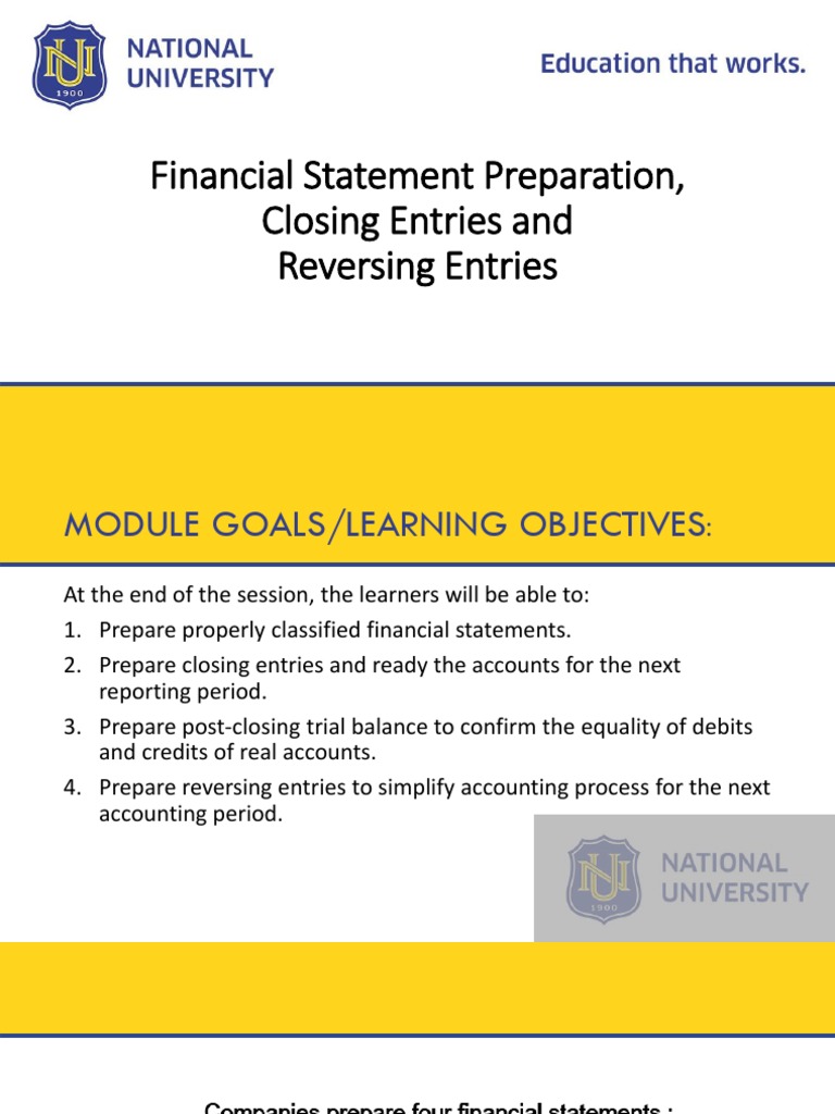 06 Financial Statement Preparation, Closing Entries, and Reversing ...