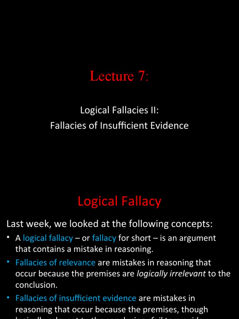 Logical Fallacies II: Fallacies of Insufficient Evidence | PDF ...