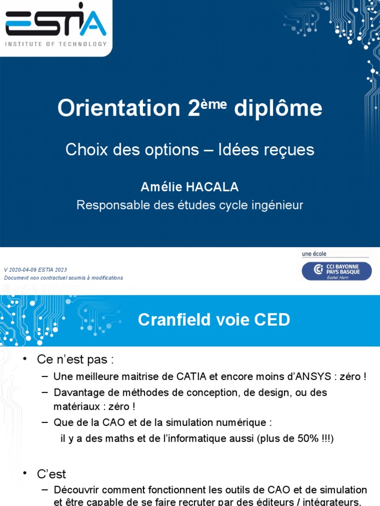 5 - Orientation Deuxième Diplome - Compléments - ESTIA 2023 | PDF | Informatique | Gestion des ...