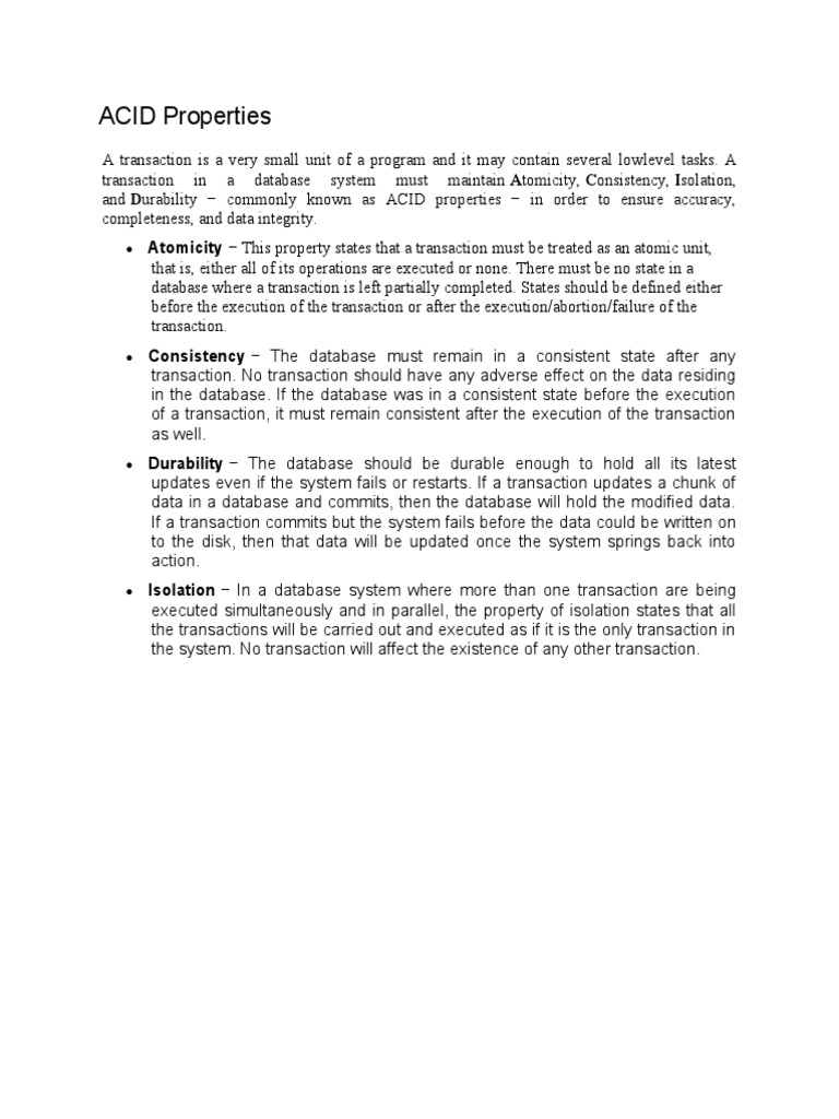 ACID Properties | PDF | Database Transaction | Acid