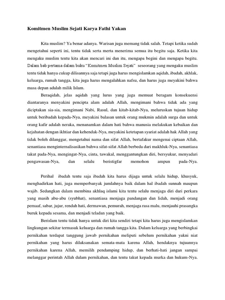 Komitmen Muslim Sejati Karya Fathi Yakan | PDF
