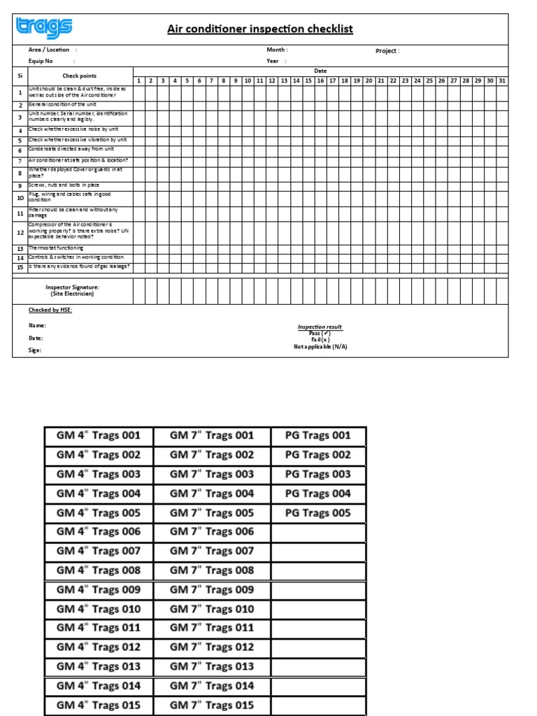 Check List AC2 | PDF | Electrical Components | Mechanical Engineering