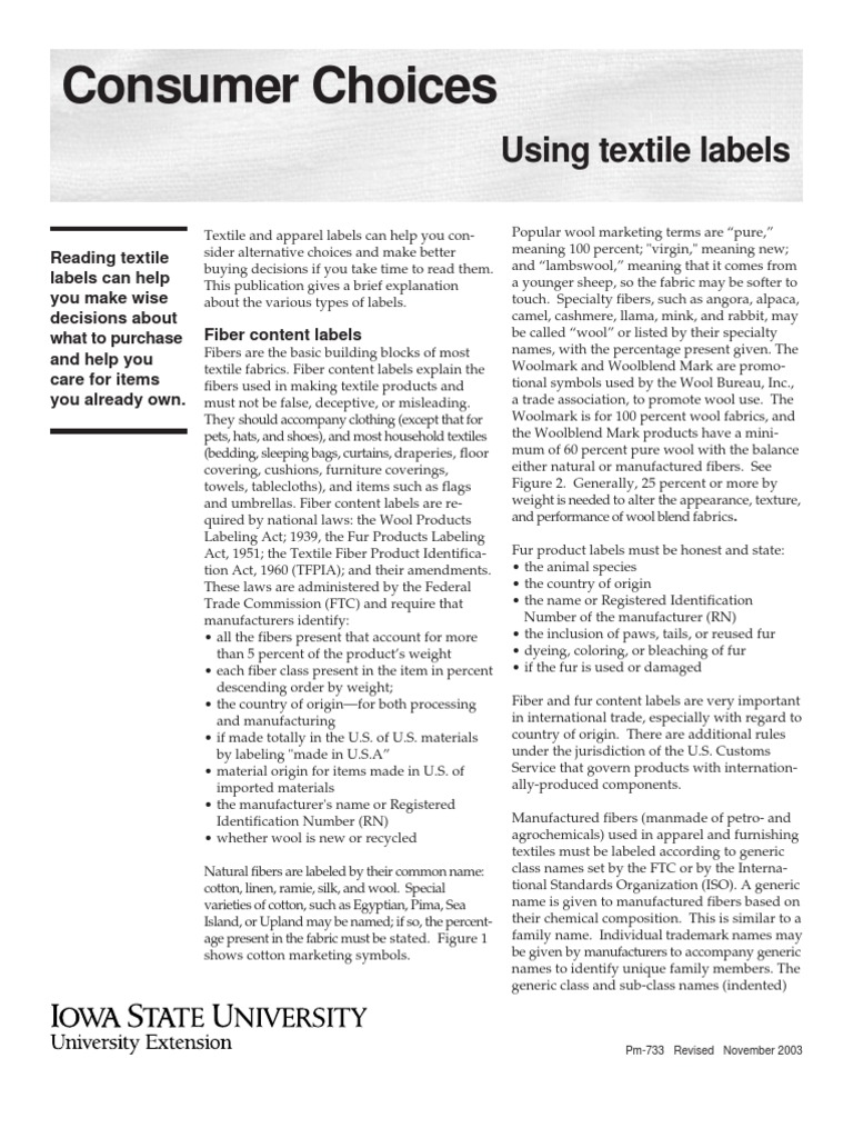 Textile Labeling Guide for Consumers | PDF | Textiles | Clothing