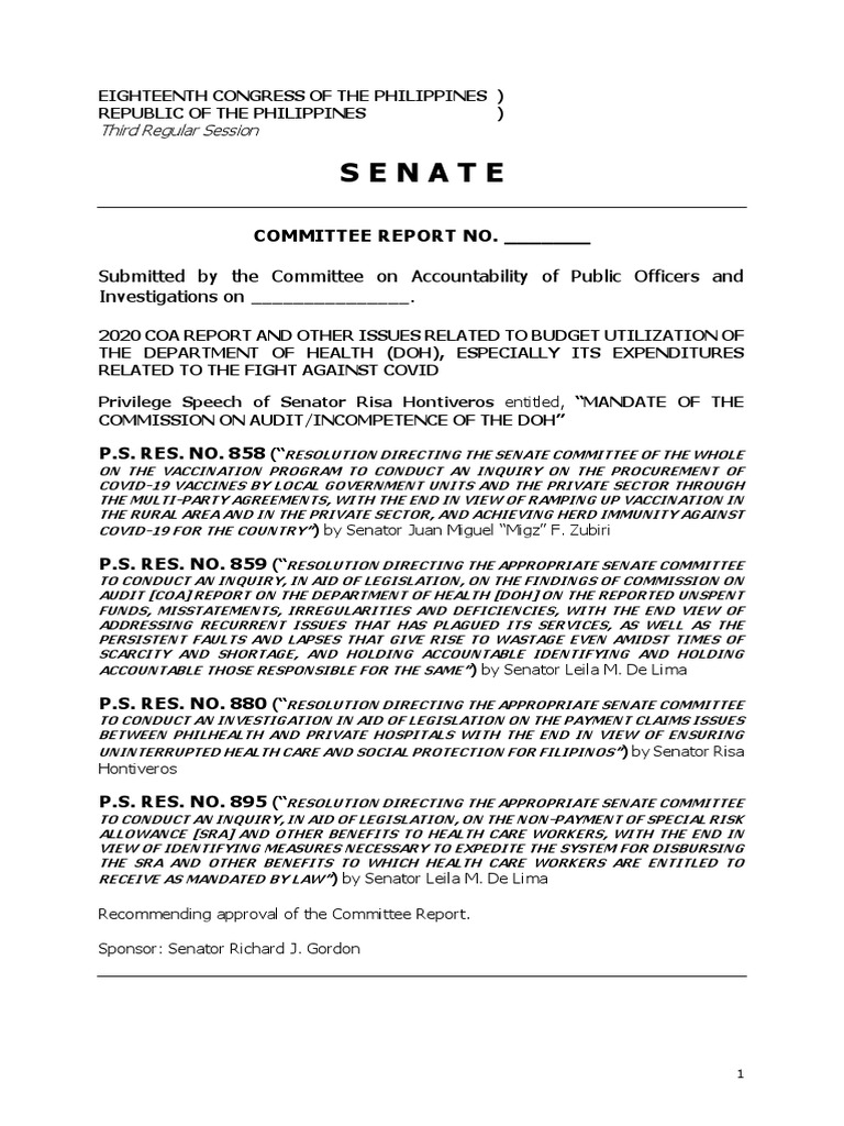 Partial Committee Report BRC COA DOH Final Formatted 31jan2022 330PM ...