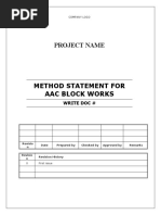 Method of Statement For Aac Block Work | PDF | Masonry | Wall
