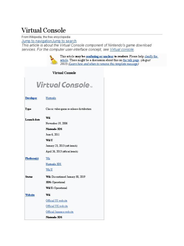Virtual Console | Download Free PDF | Wii | Video Game Consoles