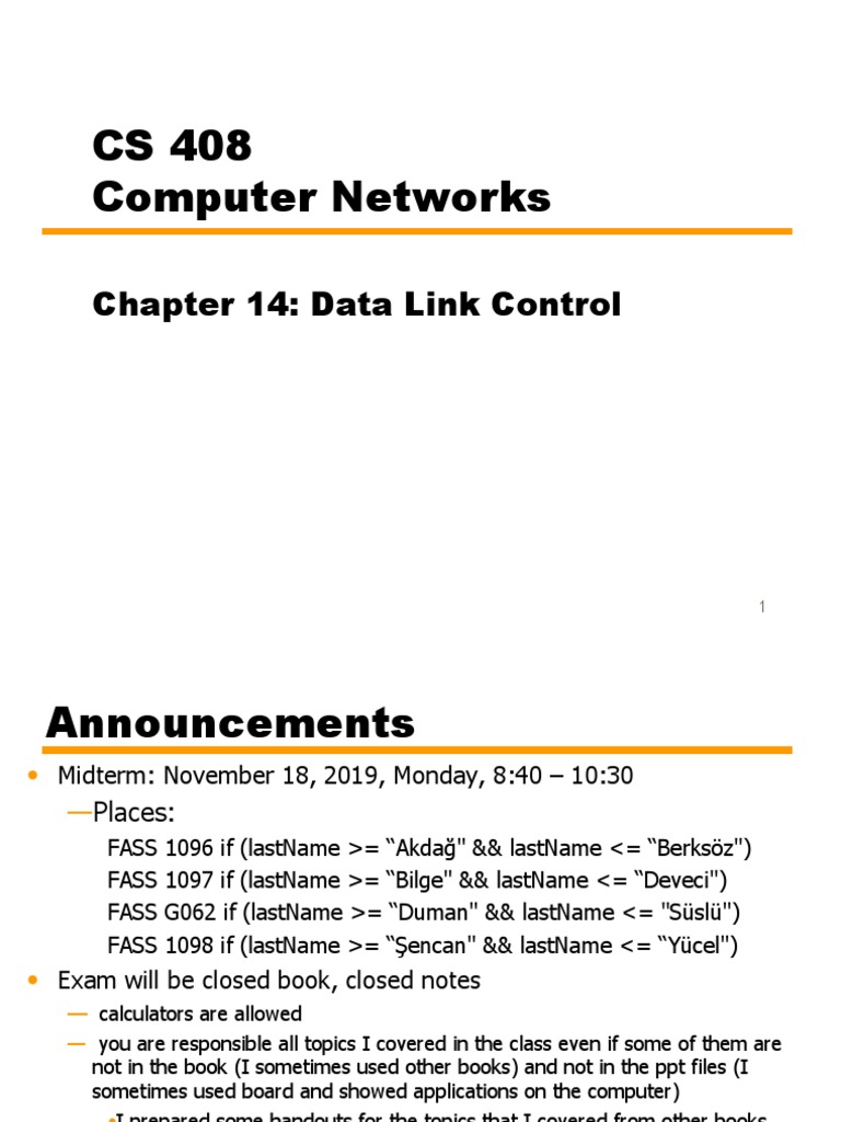 CS 408 Computer Networks: Chapter 14: Data Link Control | PDF | Transmission Control Protocol ...