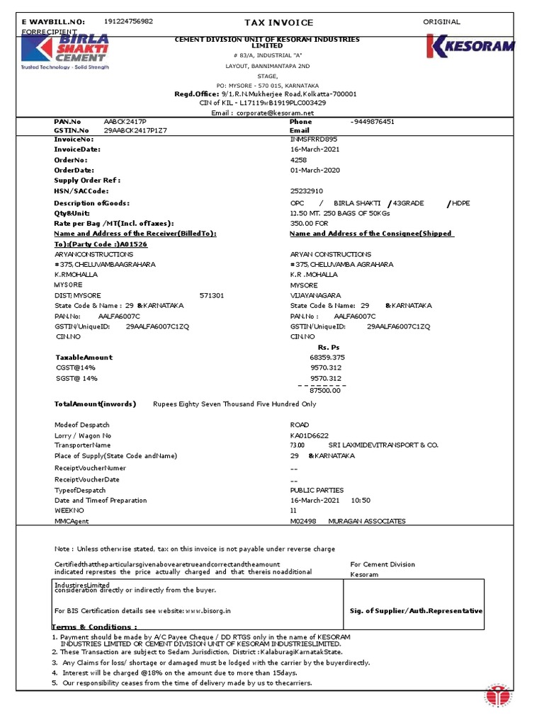 Tax Invoice: E Waybill - No | PDF | Market (Economics) | Government ...
