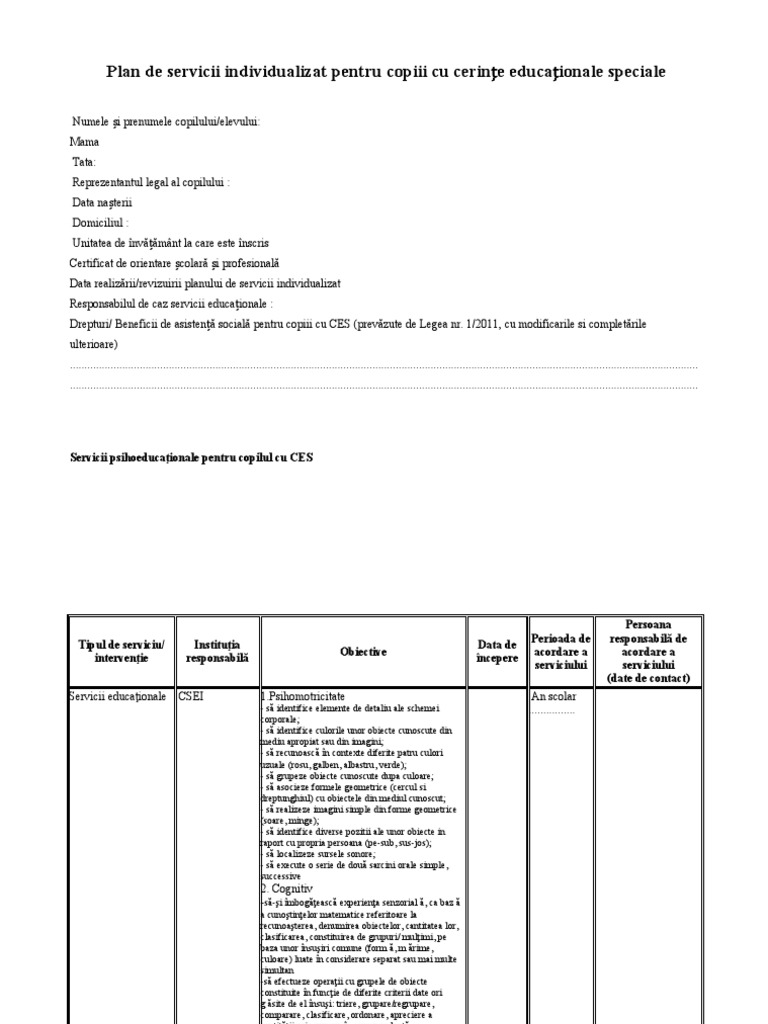 Plan Servicii Ces Model | PDF