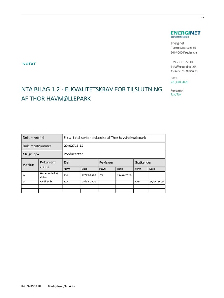 NTA Bilag 1.2 - Elkvalitetskrav | PDF