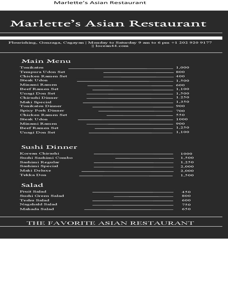 Sample Menu | PDF