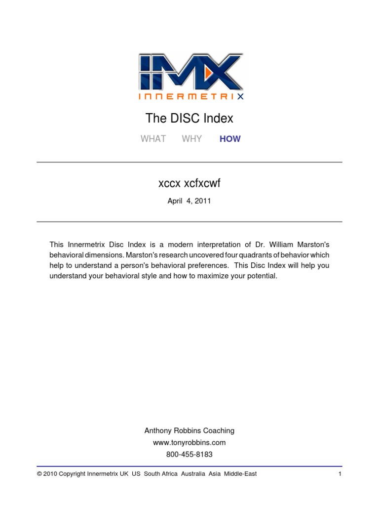 DISC XCCX XCFXCWF | PDF | Motivation | Motivational