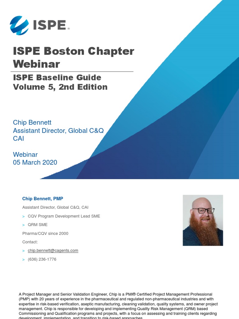 ISPE Boston Chapter Webinar: ISPE Baseline Guide Volume 5, 2nd Edition | PDF | Verification And ...