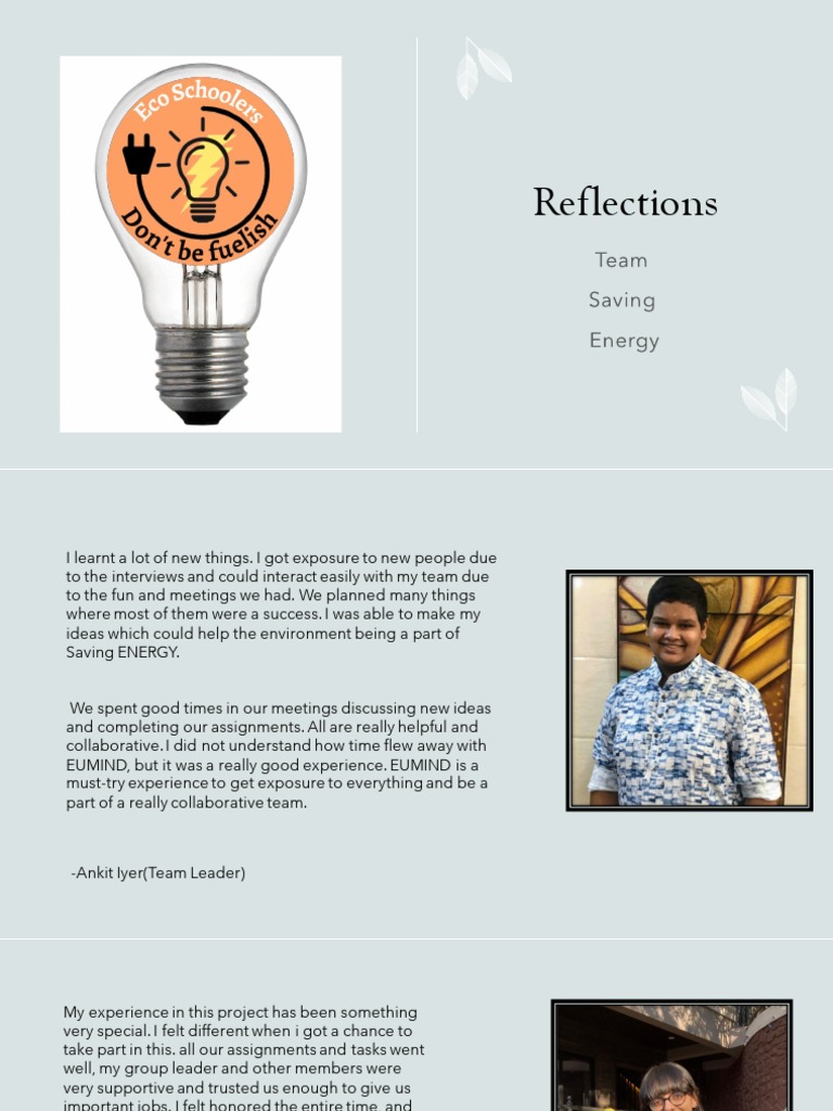 Eco Schoolers Reflections | PDF | Cognition | Communication